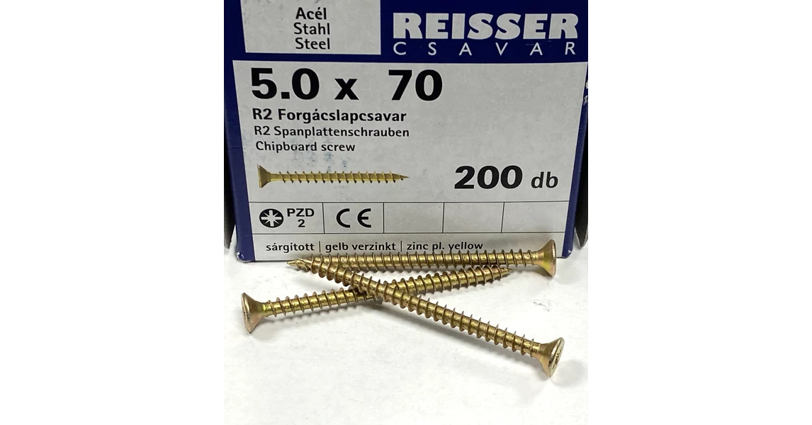 Faforgácslap csavar süllyesztett fejű, tövigmenetes 5x70 mm - Reisser ...