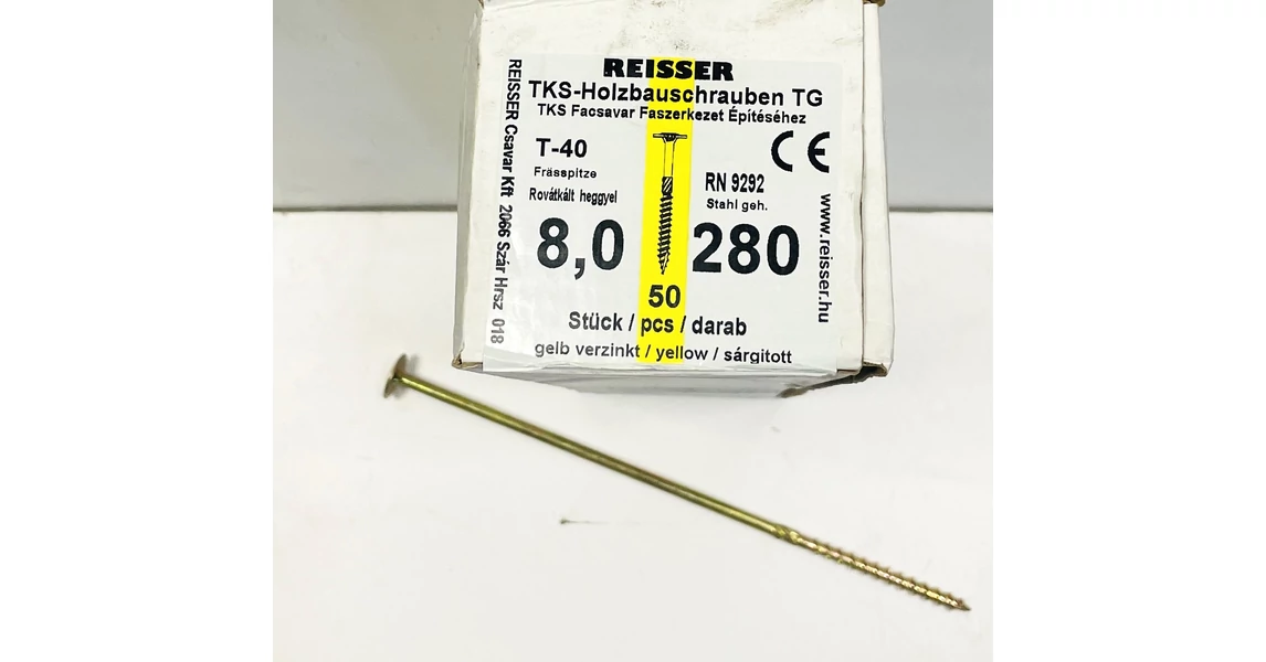 Szerkezetépítő csavar (tányérfejű) - Reisser 8 x 280 mm - Werner-Épker ...